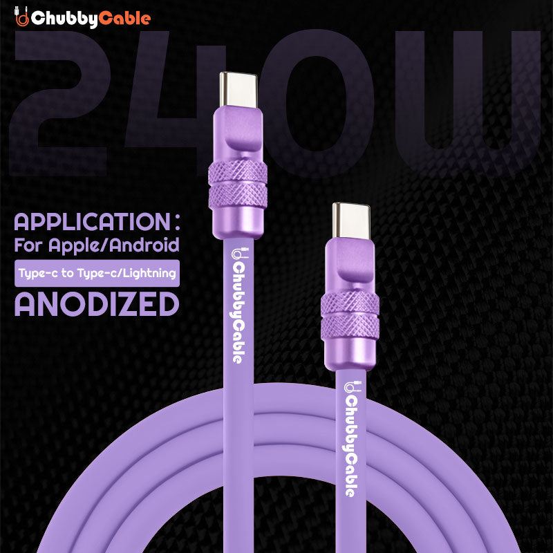 "Anodized" 240W Reflective Shine Charge Cable (C+Lightning ...