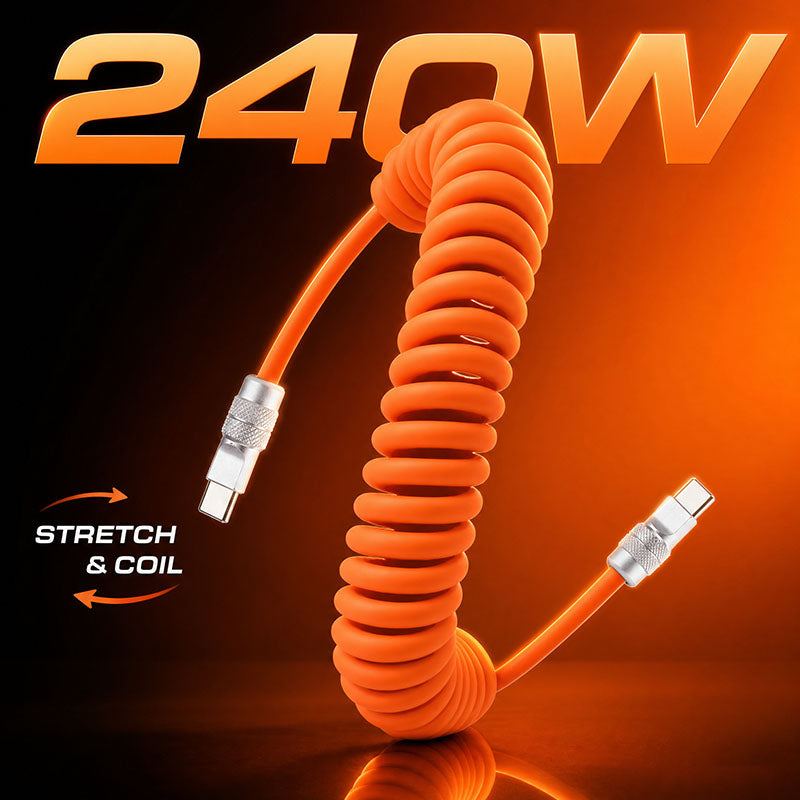 "Curly Chubby" 240W Coiled Fast Charging Cable for Car [240H Sag-Free ...