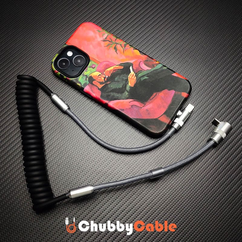 "Color-Blocked Chubby" 2-In-1 90° Elbow Spring Silicone Braided Cable ...