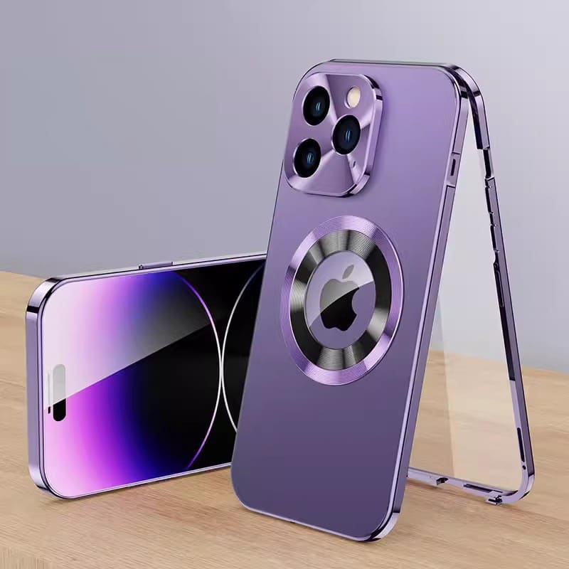 Magnetic Metal Frame Case for iPhone - Double-Sided, Shockproof, Scree ...