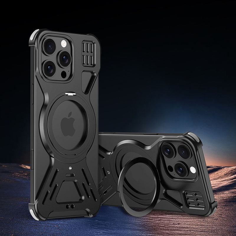 Magnetic Rotating Bracket Metal Protective Case Designed For iPhone ...