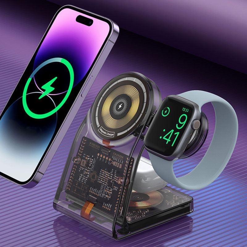 "See Through Me" Magsafe Magnetic 3-in-1 Wireless Charger Holder ...