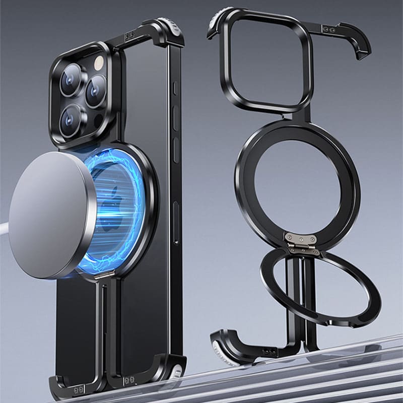 Skeletonized Metal Bezel-less Magnetic Case With Stand | ChubbyCable ...