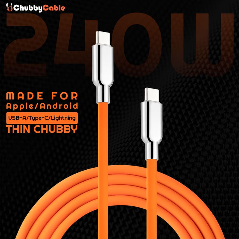 Thin Chubby 240W Charging Cable with Mirrored Connector – Fast & Sleek ...