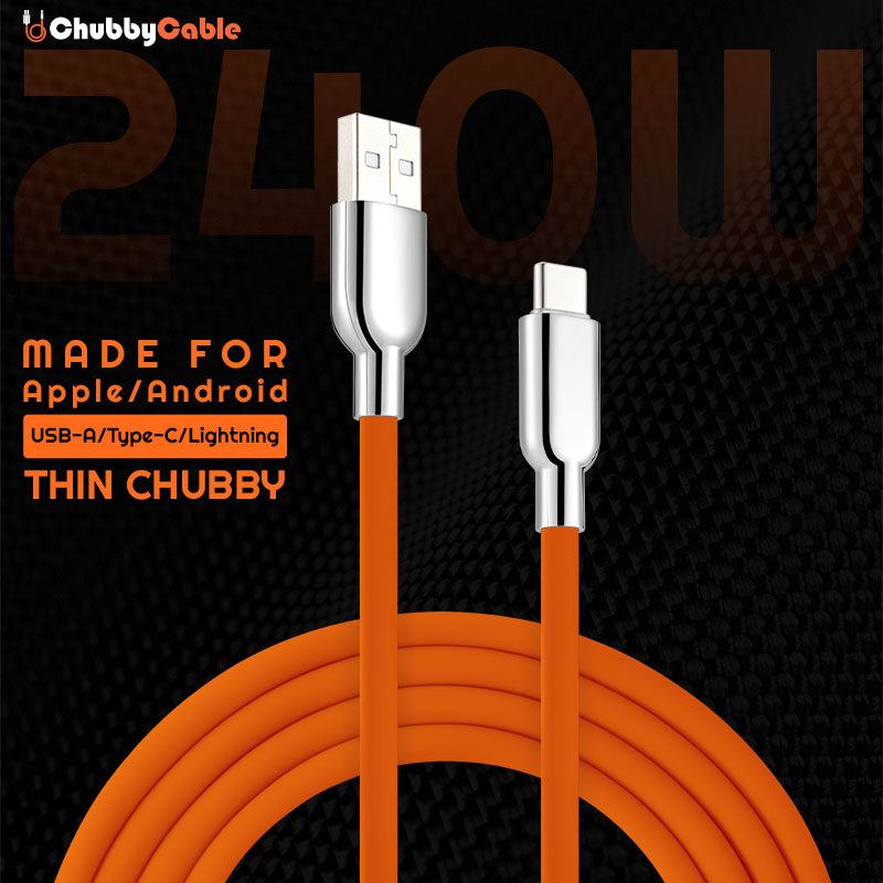 Thin Chubby 240W Charging Cable with Mirrored Connector â€?Fast & Sleek ...