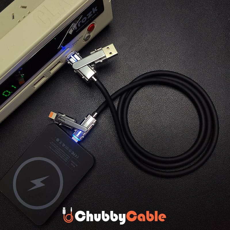 "Travel-Friendly Compact" 4-In-1 Neon Fast Charging Cable – Chubbycable